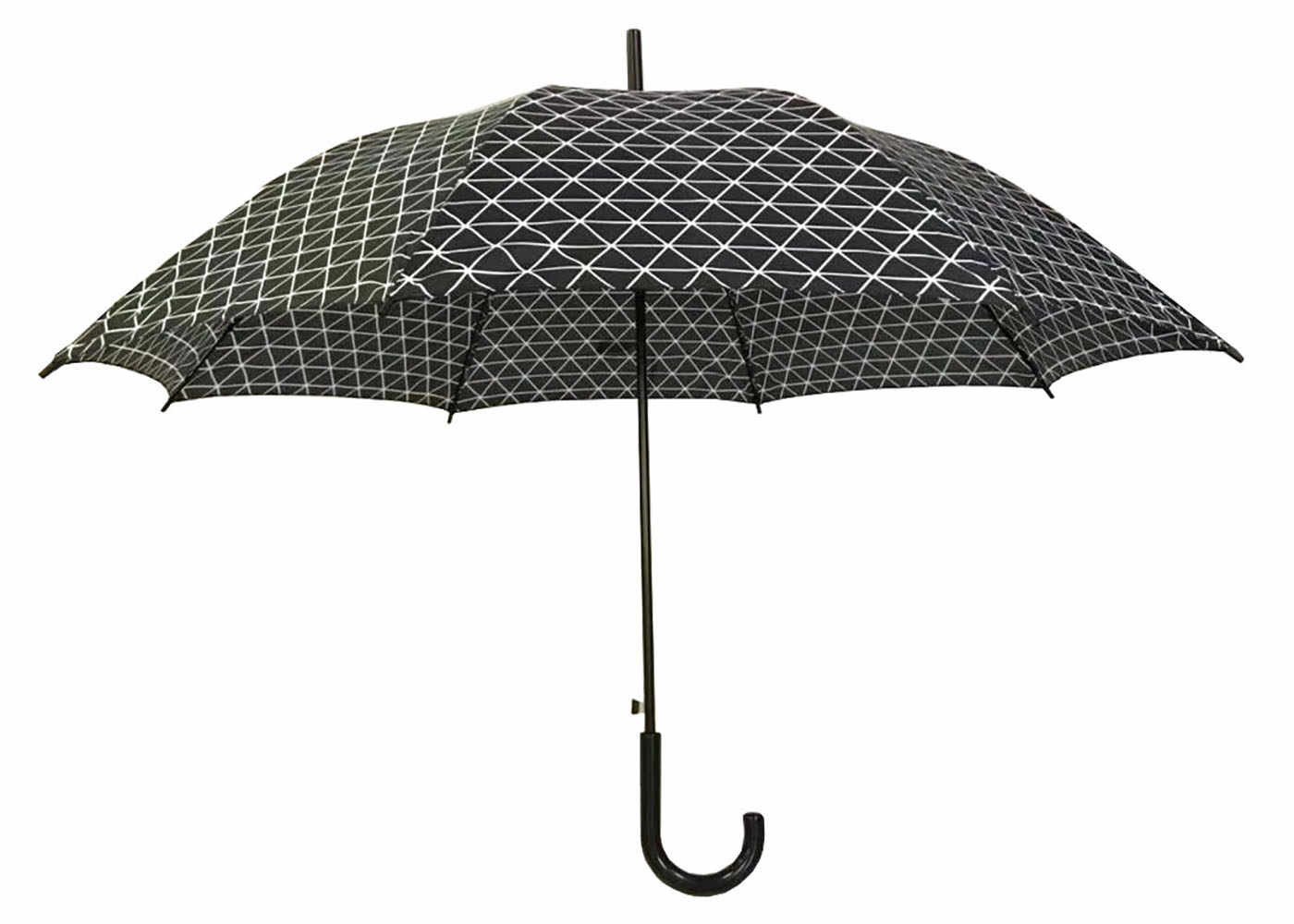 Auto Open J Hook Stick Umbrella with Metal Shaft & Ribs