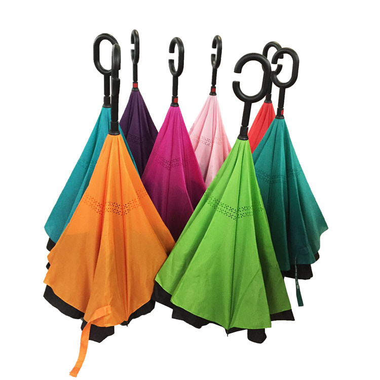 C Type Rubber Handle 23"*8k Compact Inverted Umbrella