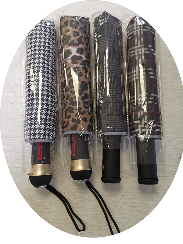 LED Flashlight Handle Umbrella - Auto Folding with Fiberglass Ribs