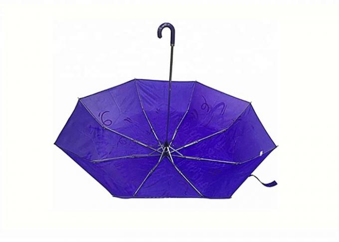 Waterproof 3-Fold Manual Umbrella with PU J Handle